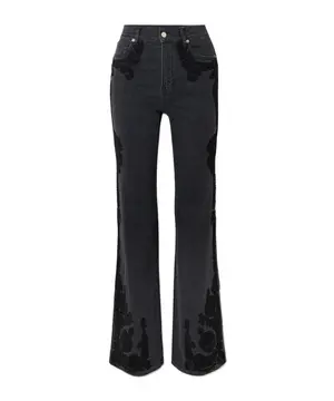 Veronica Beard Crosbie High-rise Embroidered Wide-leg Jeans - Black