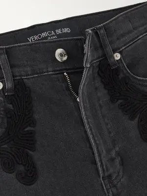 Veronica Beard Crosbie High-rise Embroidered Wide-leg Jeans
