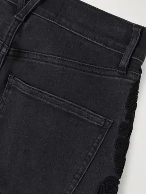 Veronica Beard Crosbie High-rise Embroidered Wide-leg Jeans