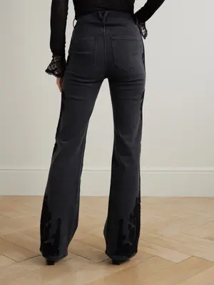 Veronica Beard Crosbie High-rise Embroidered Wide-leg Jeans