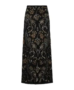 Veronica Beard Medina Embellished Crepe Maxi Skirt - Black