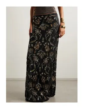 Veronica Beard Medina Embellished Crepe Maxi Skirt