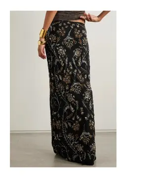 Veronica Beard Medina Embellished Crepe Maxi Skirt