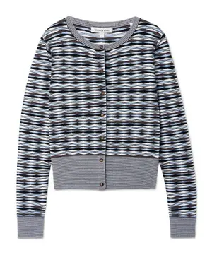 Veronica Beard Cambria Cropped Jacquard-knit Cardigan - Gray