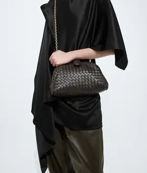 Bottega Veneta Small Lauren 1980 Clutch With Metal Chain Strap