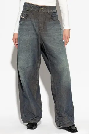 DIESEL® Wide-leg Jeans With Washed Effect