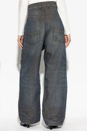 DIESEL® Wide-leg Jeans With Washed Effect