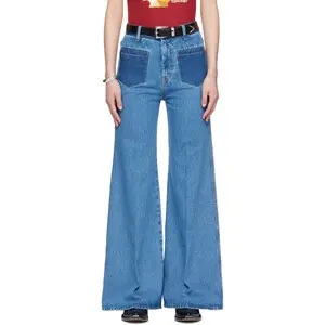 LU'U DAN Bruce Lee Collaboration Nocturnal Flare Jeans - Blue