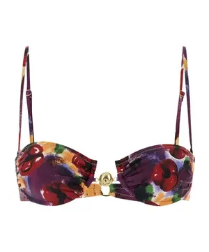 REINA OLGA Printed Stretch Nylon Hammond Bikini Top