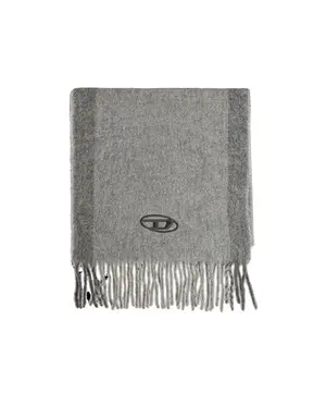 DIESEL® Logo-embroidery Fringed-edge Scarf - Gray