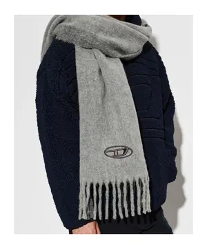 DIESEL® Logo-embroidery Fringed-edge Scarf