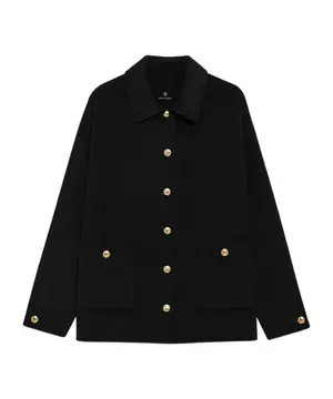 ANINE BING Cashmere Single-breasted Jacket With Gold Buttons - Black