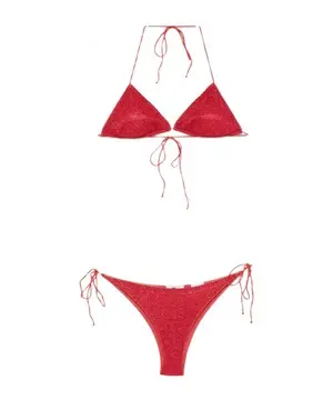 Oseree Glitter-effect Triangle Bikini - Red