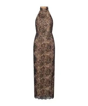 ROTATE BY BIRGER CHRISTENSEN Lace Halterneck Maxi Dress - Black