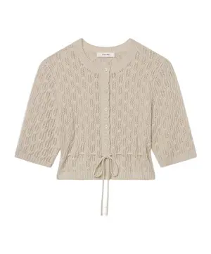FRAME Wool And Cashmere Openwork Knit Cardigan