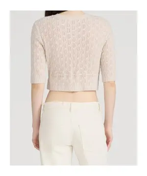 FRAME Wool And Cashmere Openwork Knit Cardigan