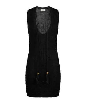 Elisabetta Franchi Knit Tassel Mini Dress - Black
