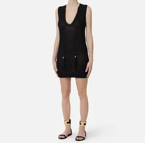 Elisabetta Franchi Sleeveless Knitted Mini Dress With Tassel Detail