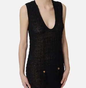 Elisabetta Franchi Sleeveless Knitted Mini Dress With Tassel Detail