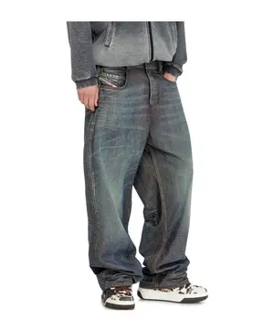 DIESEL® Relaxed Fit Wide Leg Jeans - Dark Blue