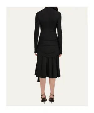 FERRAGAMO Viscose Dress With Gathered Waist - Black