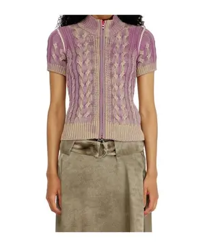 DIESEL® Melanaa Short-sleeve Zip Cardigan - Beige/violet