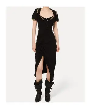 VIVIENNE WESTWOOD Long Polo-collar Midi Dress - Black