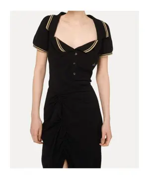 VIVIENNE WESTWOOD Long Polo-collar Midi Dress - Black