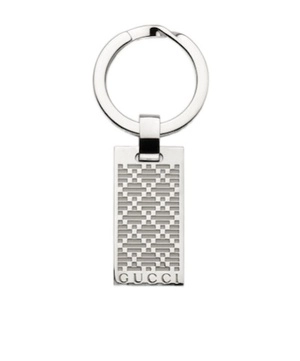 Gucci Diamante Keyring With Engraved Logo - Gray