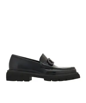 FERRAGAMO Gancini Ornament Moccasin - Black