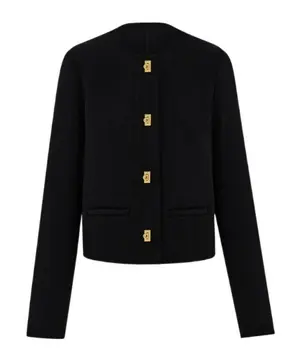 FERRAGAMO Wool And Cashmere Jacket With Gancio Clasp - Black