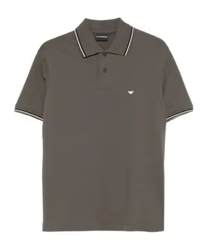 Emporio Armani Tipped Trim Polo Shirt - Brown