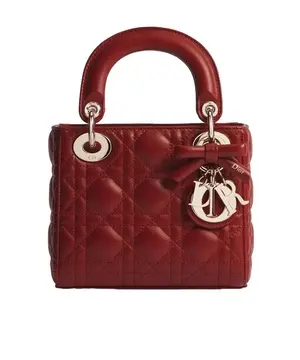 Dior Mini Lady Bag With Chain - Red