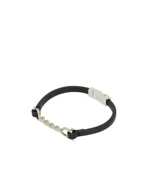 FERRAGAMO Gancini Leather Bracelet - Black
