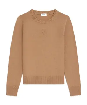 Celine Crew Neck Sweater In Heritage Cashmere - Camel