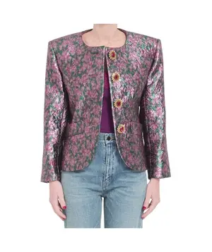 Saint Laurent Brocade Single-breasted Floral Patterned Jacket