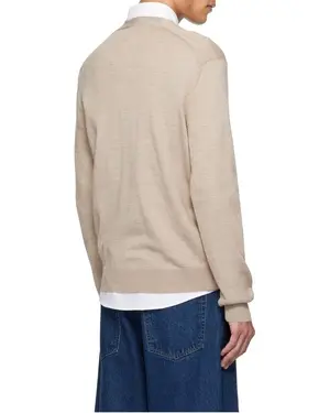 Maison Kitsuné V-neck Knitted Cardigan With Fox Head Patch - Marble