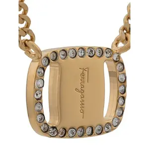 FERRAGAMO Vara Necklace With Crystal Embellished Logo Pendant