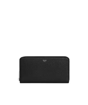 Celine Large Zipped Wallet In Grained Calfskin