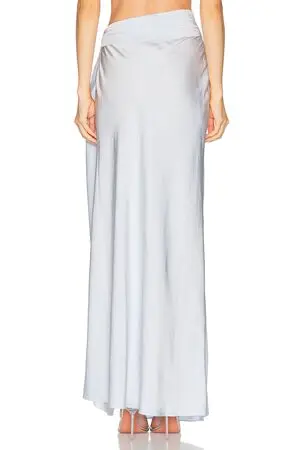 Lapointe Lightweight Satin Asymmetric Maxi Skirt In Blue