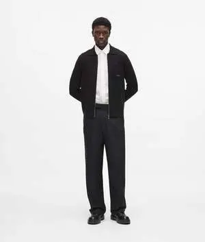 Karl Lagerfeld Knit Zip-up Jacket With Pointed Collar