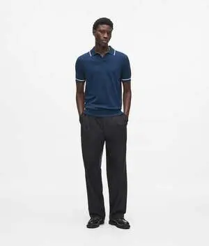 Karl Lagerfeld Contrast Piping Knit Polo Shirt