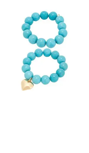 Ettika Luck And Love" Beaded Bracelet Set With Heart Charm
