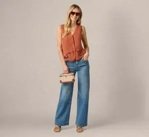 Adrianna Papell Floral Embroidered Lace Vest Top - Maple