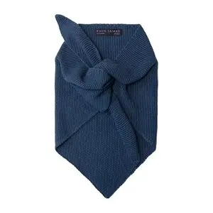 PAUL JAMES KNITWEAR Cotton Textured Triangle Scarf Bluemelange - Blue