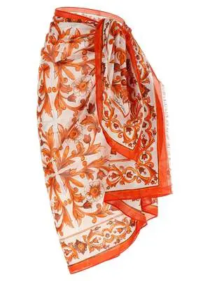 Dolce & Gabbana Maiolica' Print Sarong Skirt - Orange