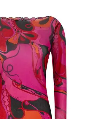 Emilio Pucci Orchidee Print Long Sleeve Dress