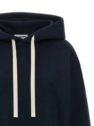 JIL SANDER Cotton Hoodie With Logo Detail - Blue