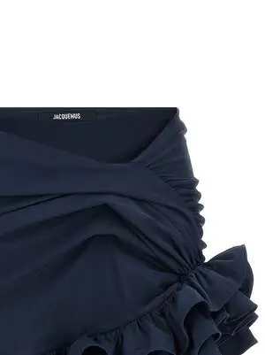 Jacquemus La Mini Jupe Playa Ruffled Asymmetrical Skirt