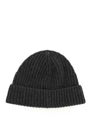 Loewe Ribbed Cashmere Hat With Leather Patch